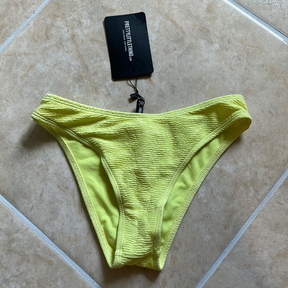 PrettyLittleThing | Swim | Pretty Little Thing Light Lime Mini Crinkle ...